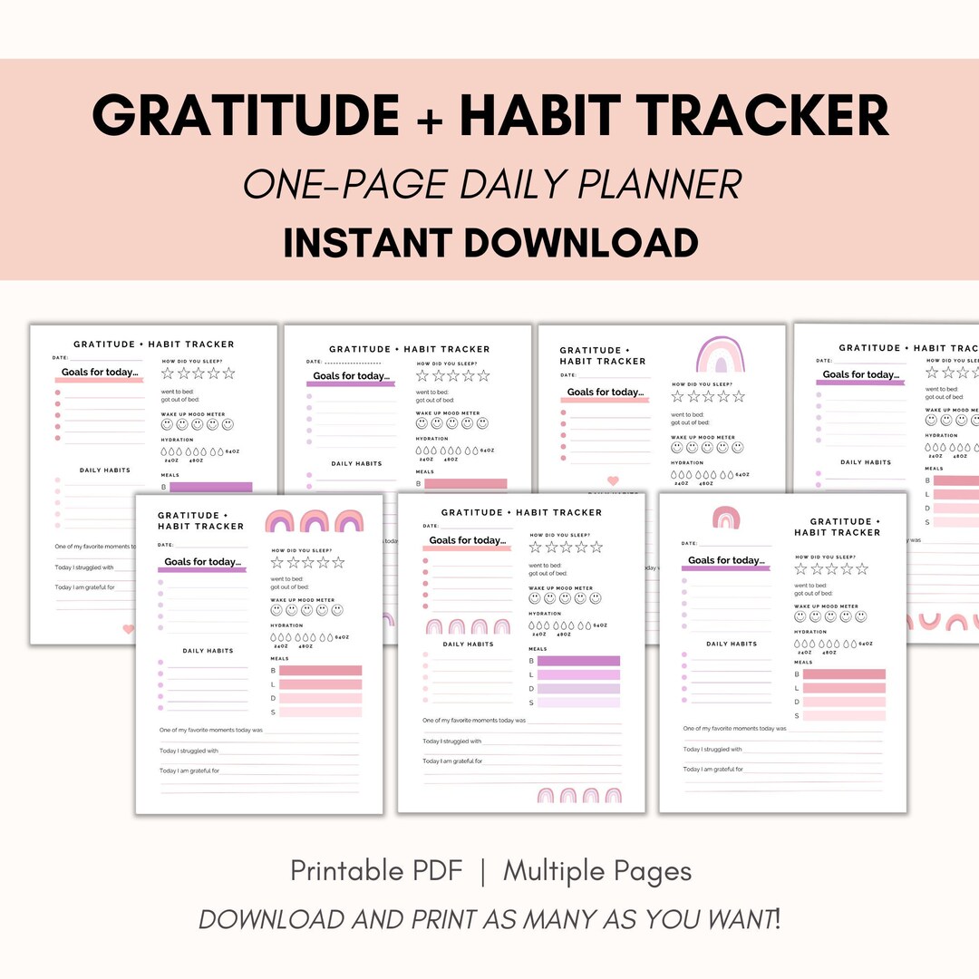 Gratitude and Habit Tracker, Daily Planner, Gratitude Journal ...