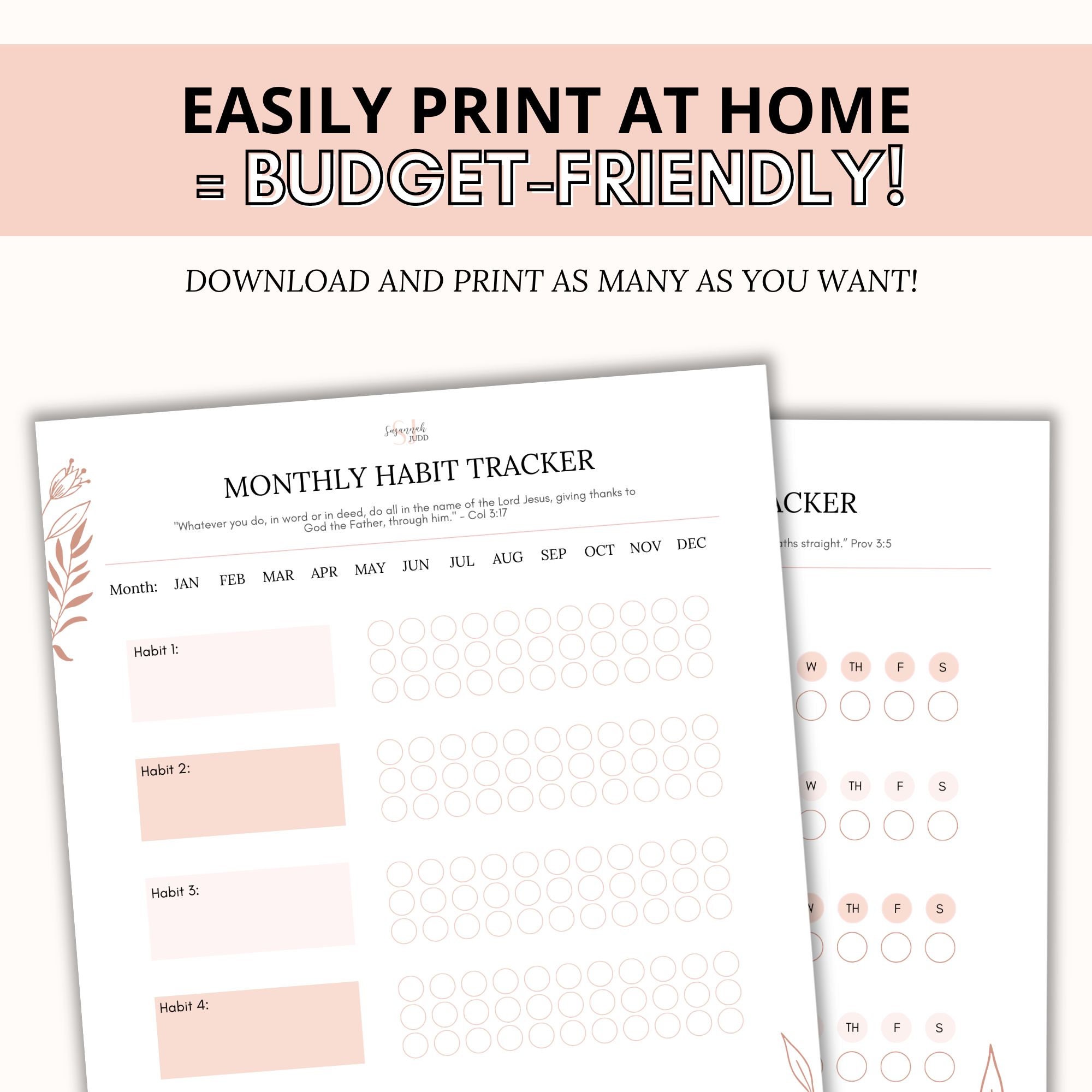 Christian Habit Tracker: Weekly & Monthly Planner (digital Download) - Etsy