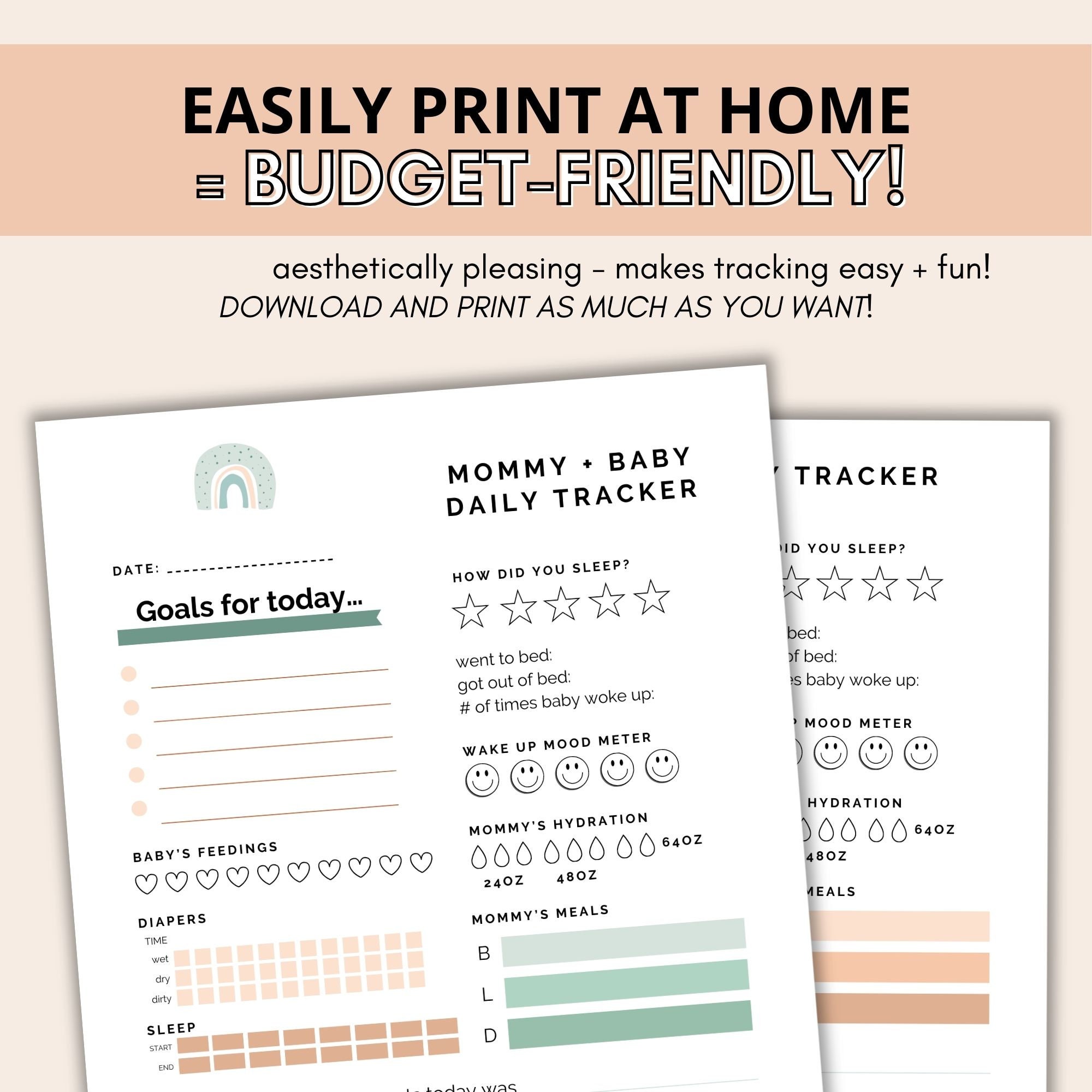 Daily Postpartum Planner, Postpartum Habit Tracker, Baby Feeding ...