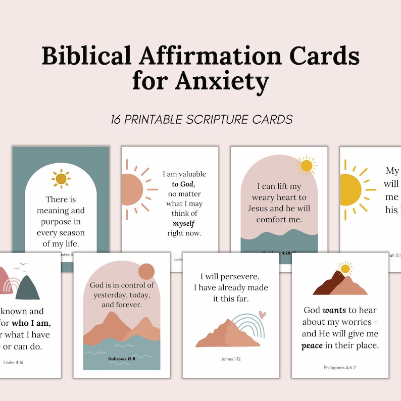 16 Scripture Cards for Anxiety: Biblical Affirmations (printable) - Etsy