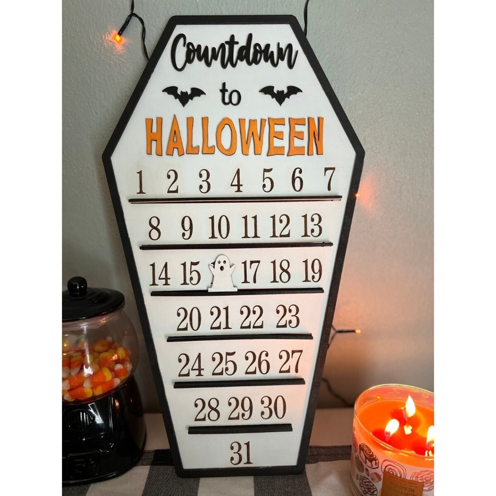 Countdown to Halloween Calendar With Ghost Date Marker - Etsy