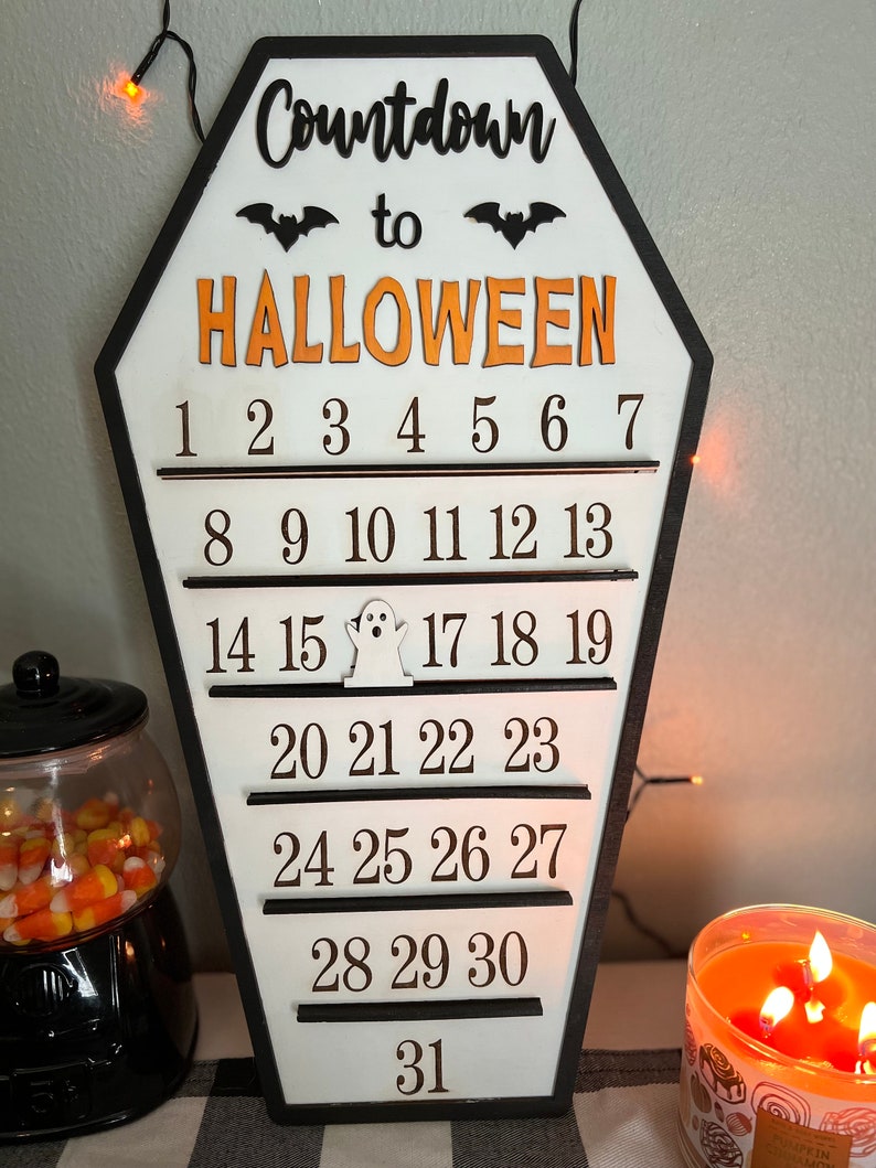 Countdown to Halloween Calendar With Ghost Date Marker - Etsy