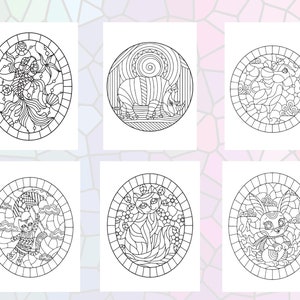 Stained Glass Animal Coloring Pages, 49 Printable Pages - Etsy