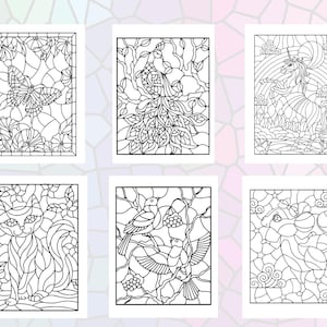 Stained Glass Animal Coloring Pages, 49 Printable Pages - Etsy
