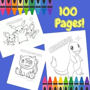 100 Pokemon Coloring Pages for Children - Etsy