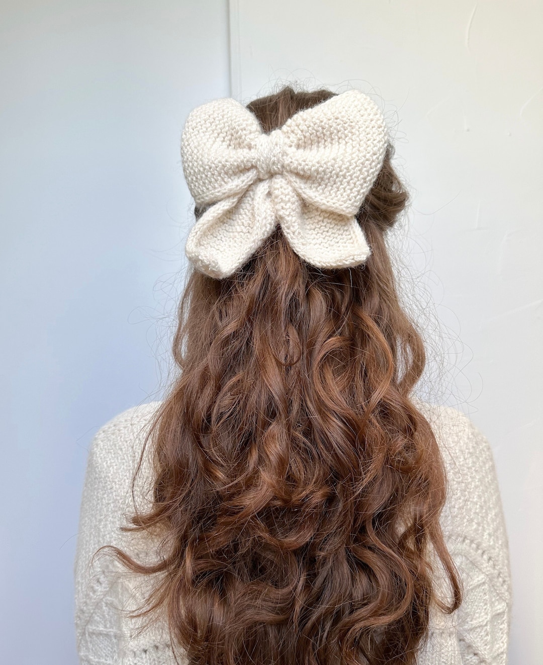 Large White Hair Bow Bow Hair Clip Knitted Hair Accessories Knitted ...