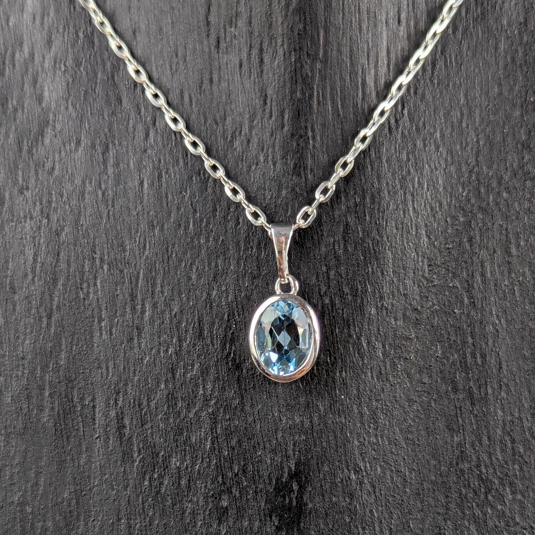Elegant Necklace With Blue Topaz - Real Silver -| Chain With Blue Topaz ...