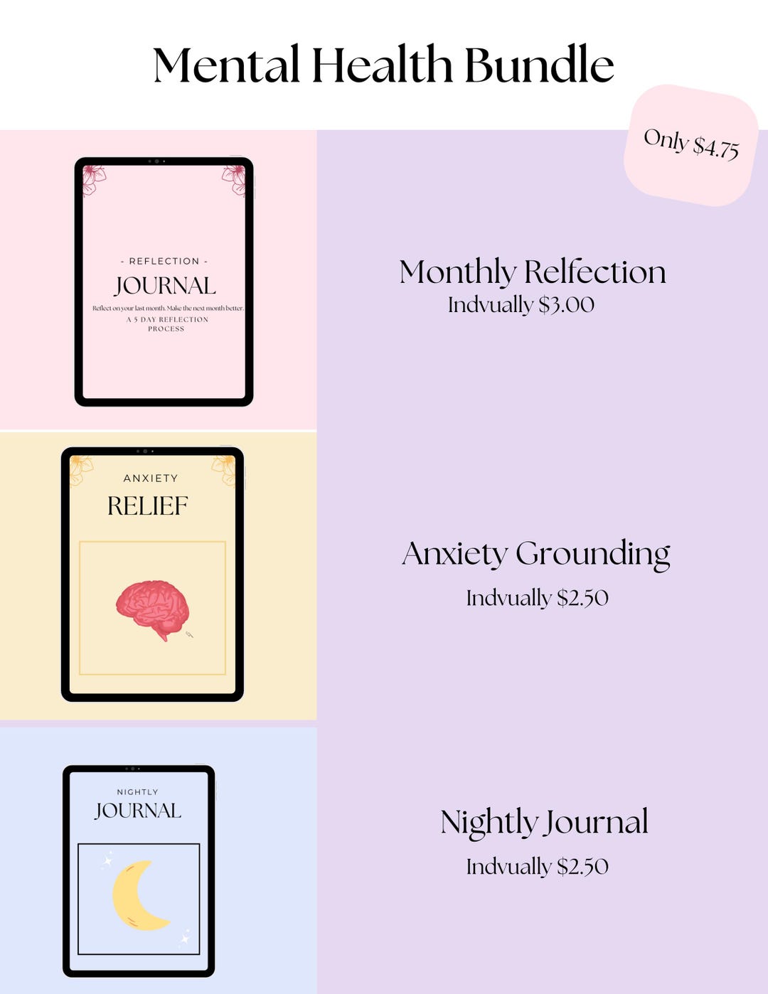 Mental Health Journal Bundle | Printable Self Care, Anxiety Relief ...