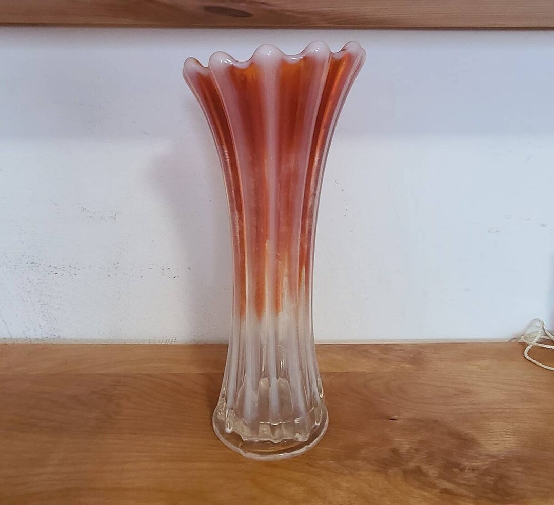 Vintage Ripple Vase Depression Era With Carnival Overlay - Etsy