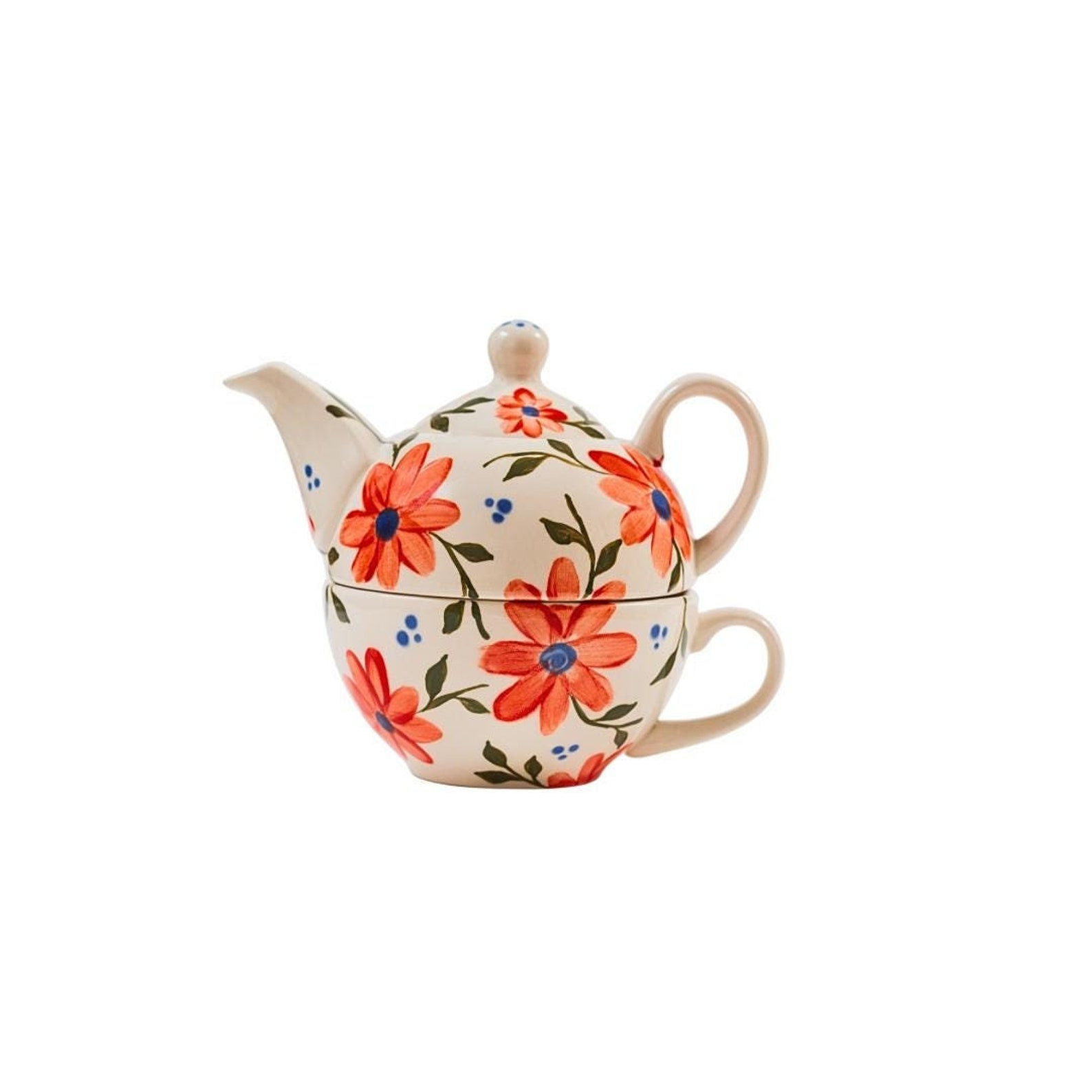 Hand-painted Floral “tea for One” Set - Ceramic Pottery Teapot and Cup ...