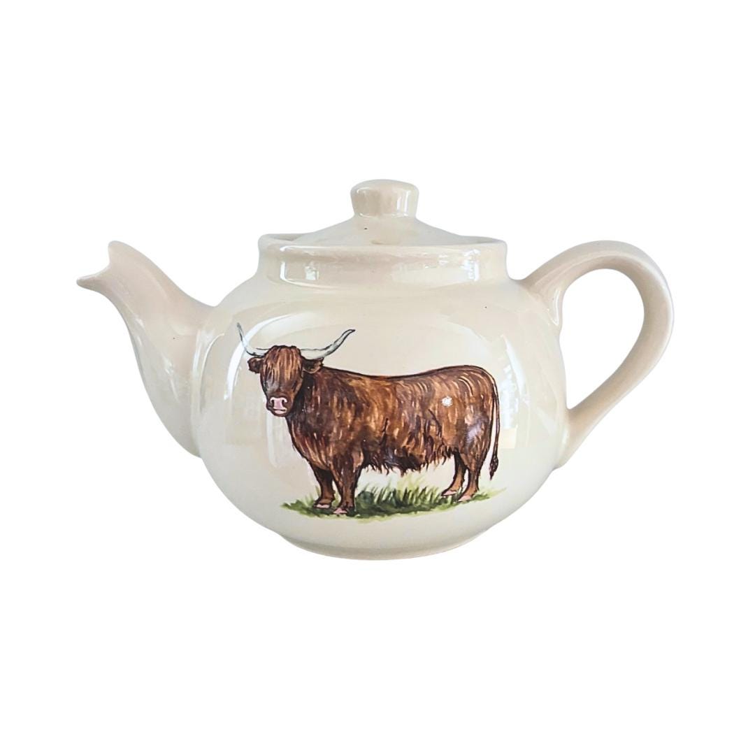 Highland Cow Small Betty Teapot - Nature Inspired Ceramic Pottery for ...