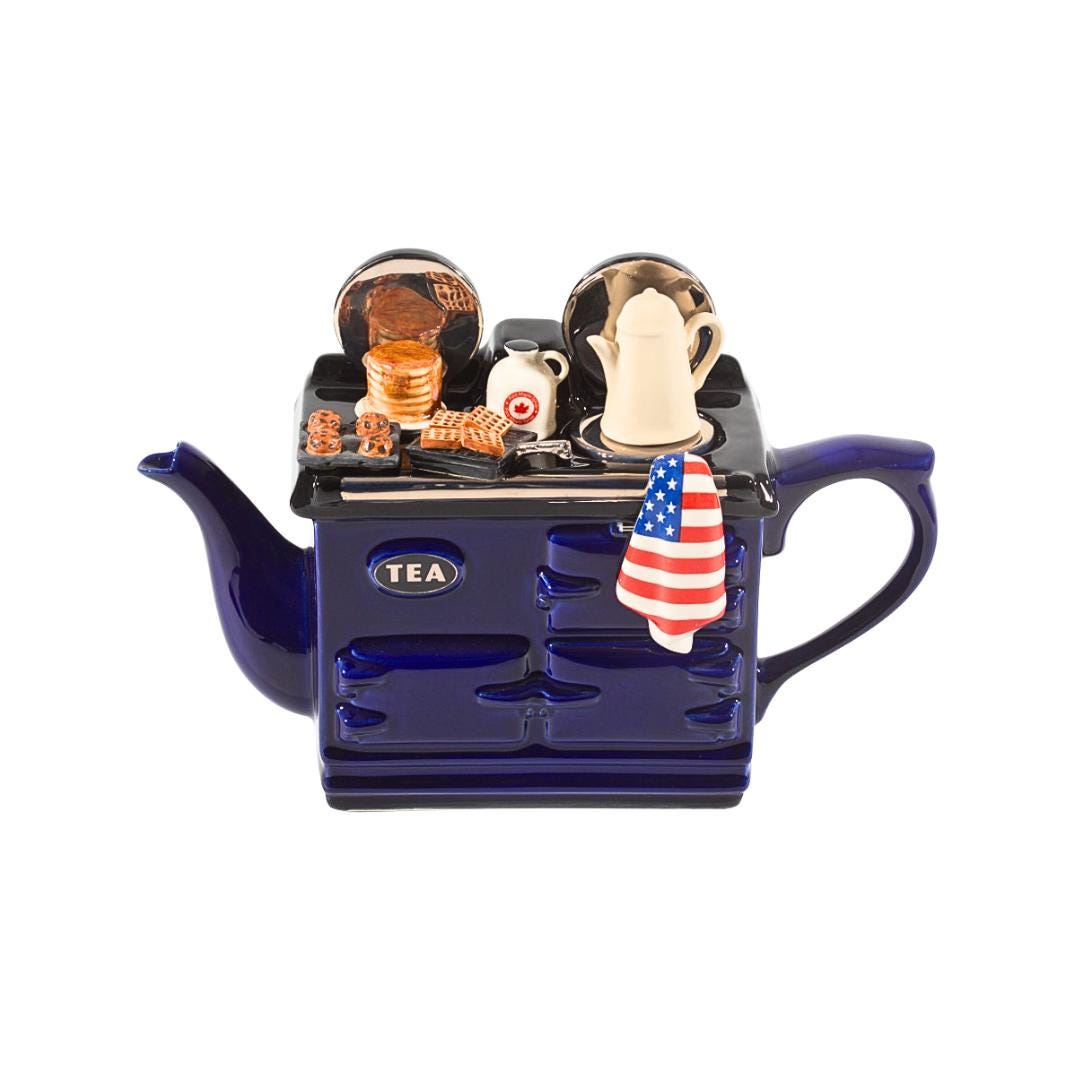 American Breakfast Blue Aga Style Teapot – Perfect Usa-themed Gift for Tea Lovers, Gifting ...