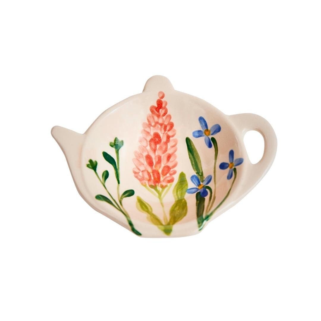 Wildflower Ceramic Tea Bag Rest - Hand-painted Tea Accessory - Ideal ...