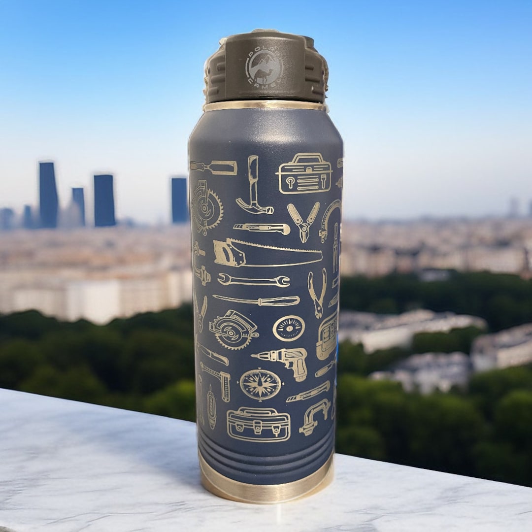 Construction Water Bottle With Straw, Carpenter Water Bottle, Custom ...