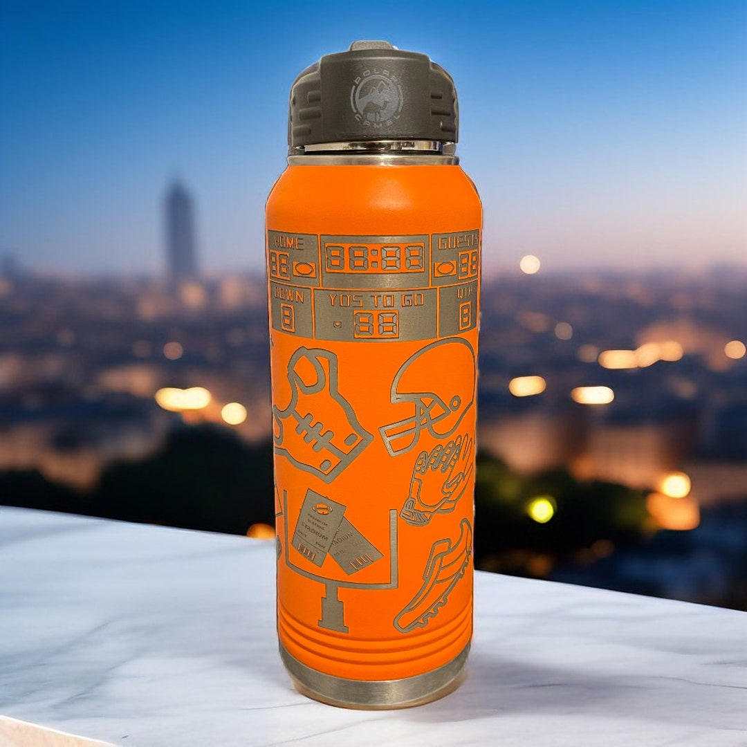 Football Water Bottle With Straw, Football Fan Water Bottle, Custom ...