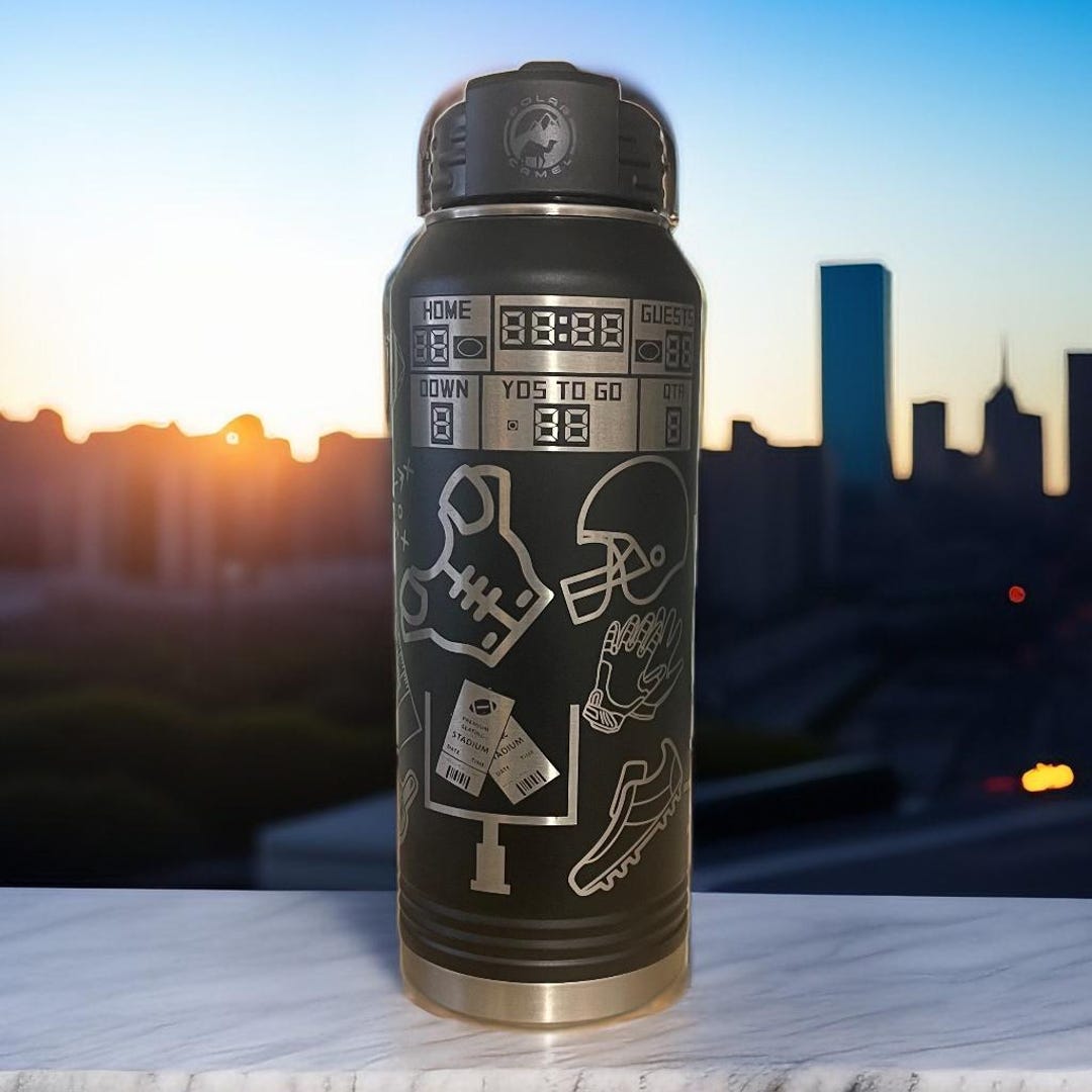 Football Water Bottle With Straw, Football Fan Water Bottle, Custom ...