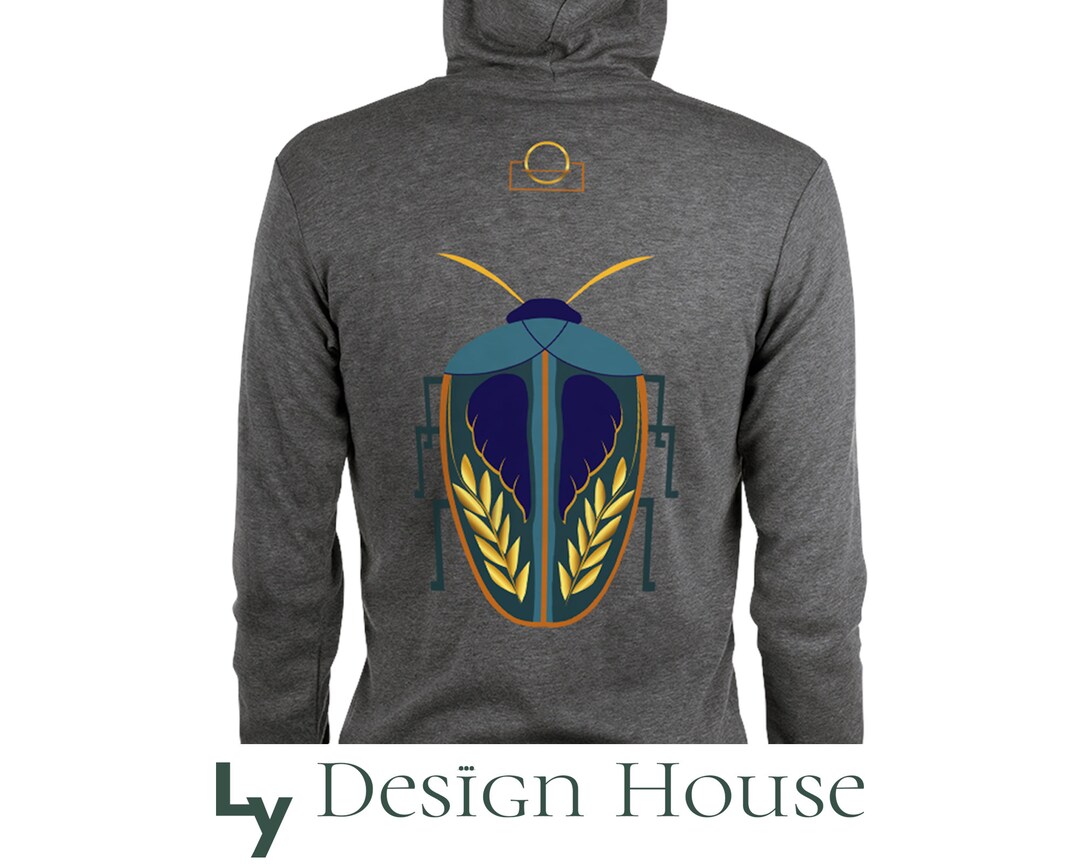 Colorful Scarab Beetle Unisex Zip Hoodie, Full Zip Hoodie, Vintage ...