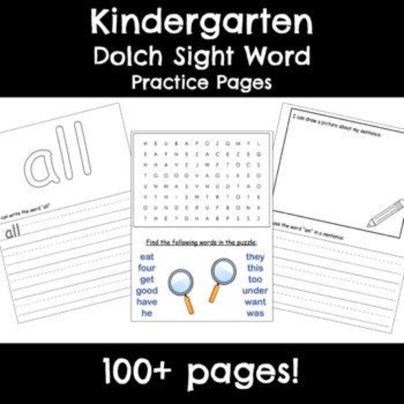 Kindergarten Dolch Sight Word Practice Pages - Etsy