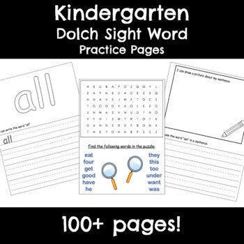 Kindergarten Dolch Sight Word Practice Pages - Etsy