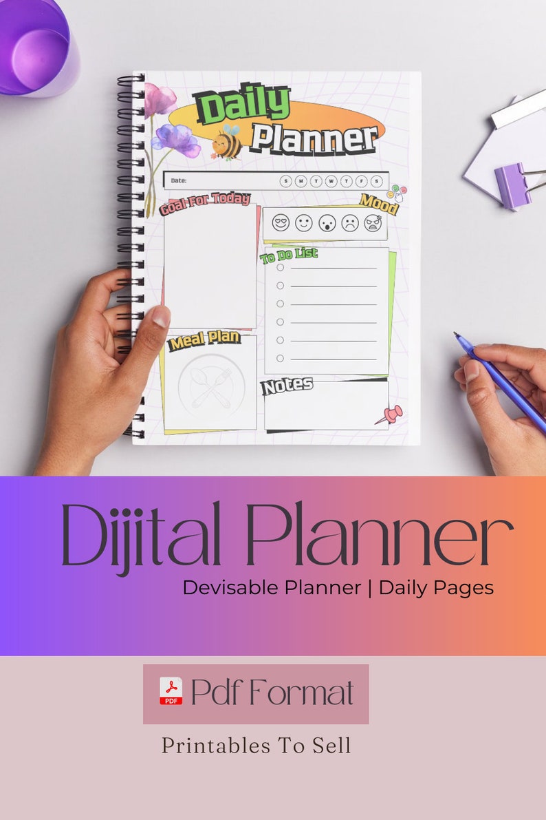Minimalist Printable Undated Daily Planner PDF for A4 Printing Modern ...