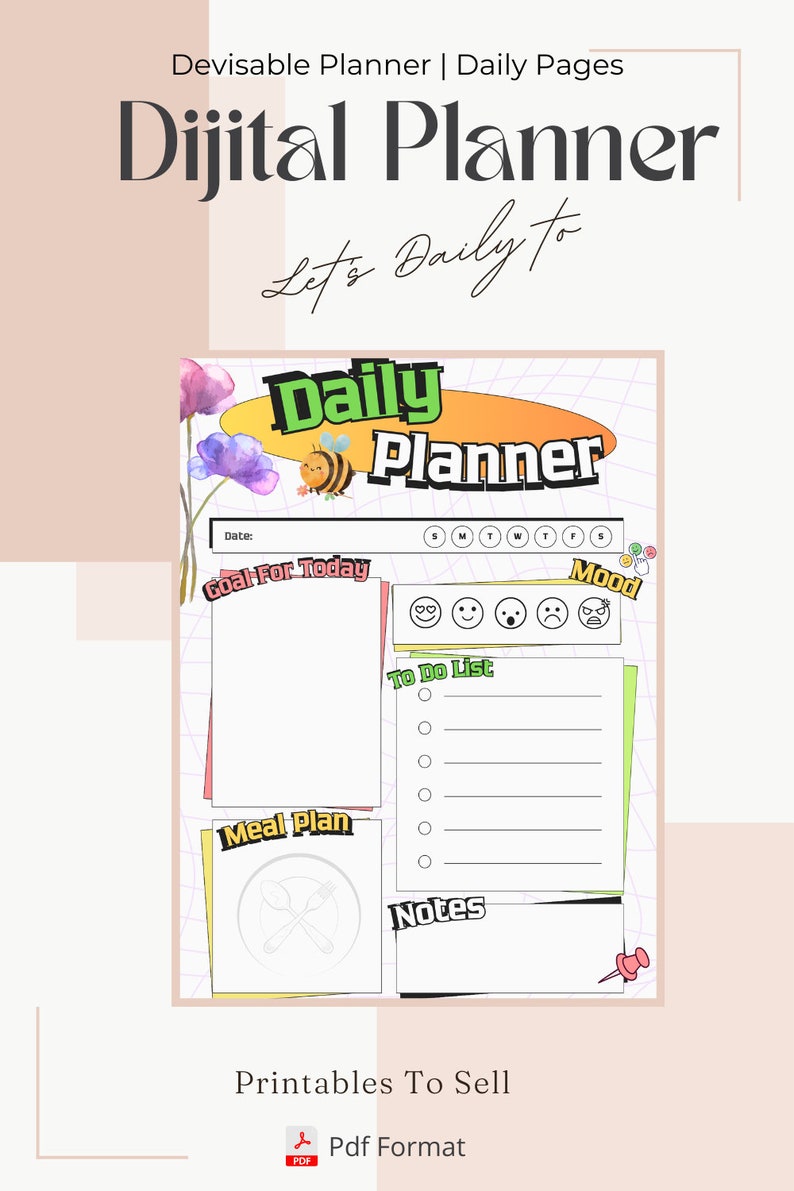 Minimalist Printable Undated Daily Planner PDF for A4 Printing Modern ...