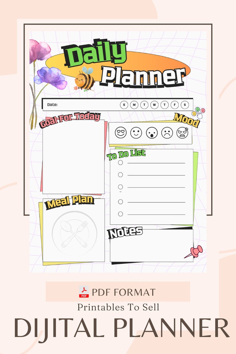 Minimalist Printable Undated Daily Planner PDF for A4 Printing Modern ...