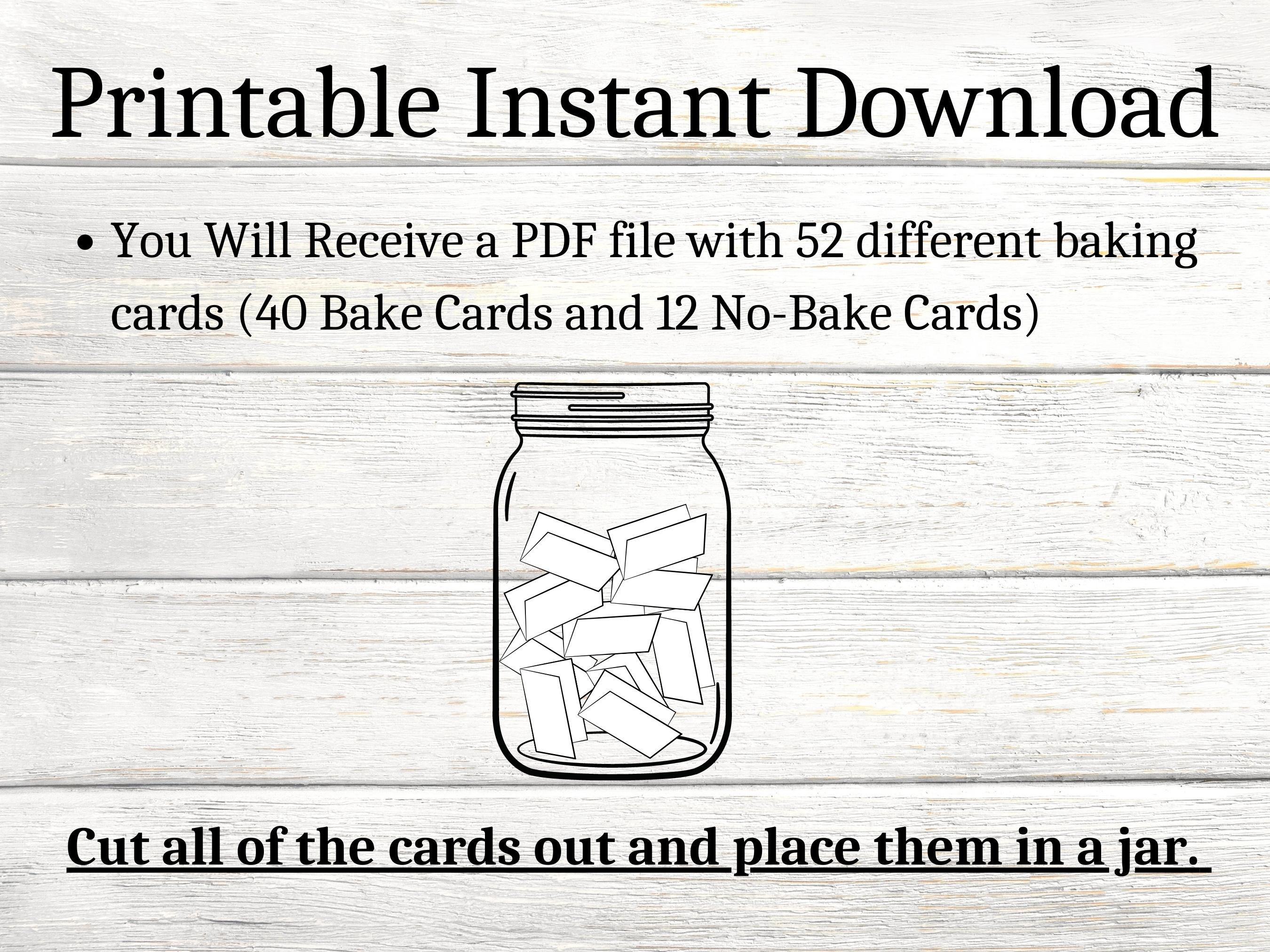 Baking Idea Cards, Printable Recipe Cards, Gift for Baker, Foodie Gift ...