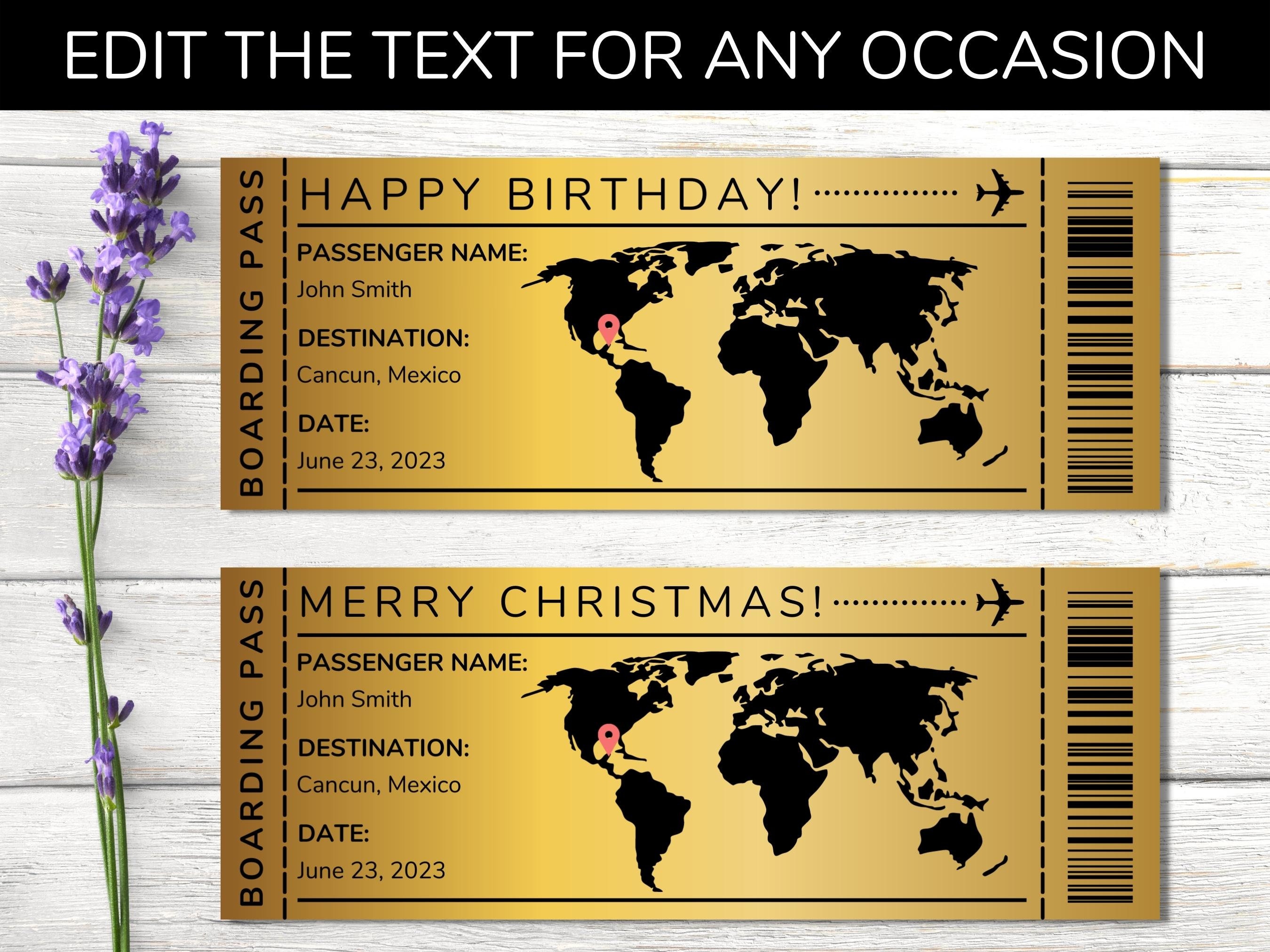 Boarding Pass Ticket Template Editable And Printable Airline Ticket