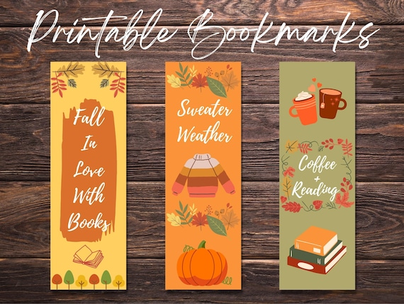 Printable Fall Bookmarks Autumn Cozy Sweater Weather Cute - Etsy