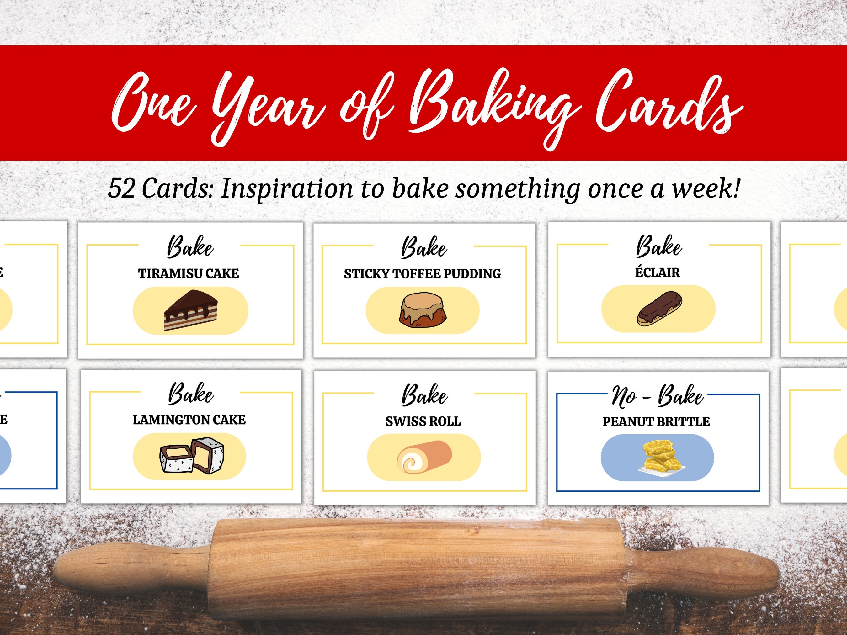 Baking Idea Cards, Printable Recipe Cards, Gift for Baker, Foodie Gift ...