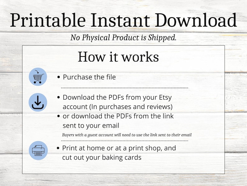 Baking Idea Cards, Printable Recipe Cards, Gift for Baker, Foodie Gift ...