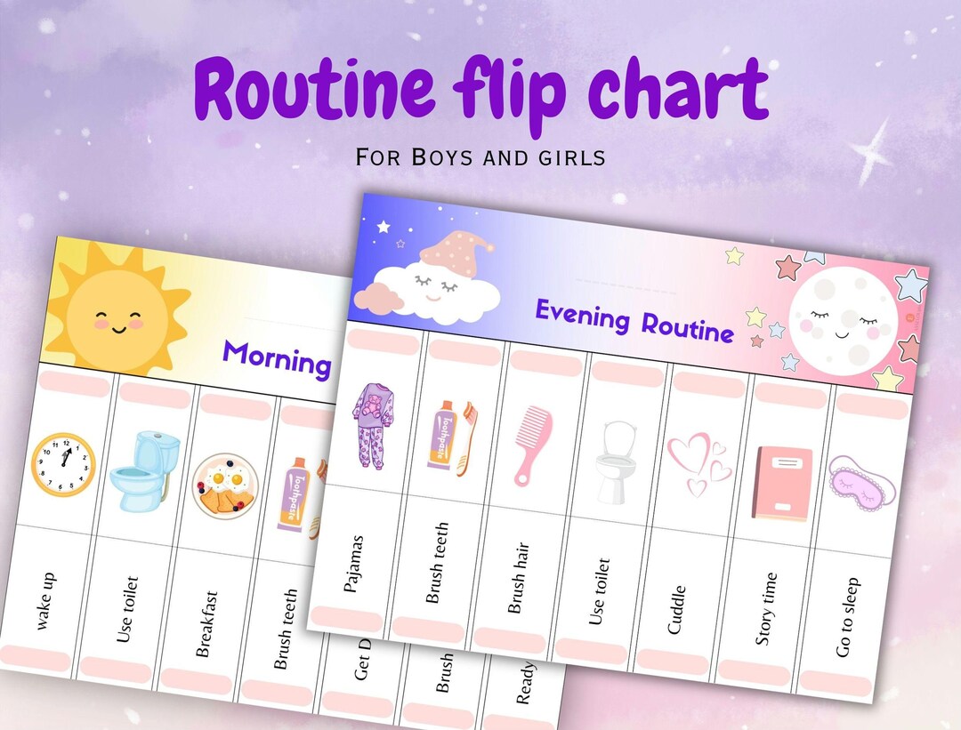 Morning Routine Chart, Evening Routine Chart, Routine Flip Chart ...