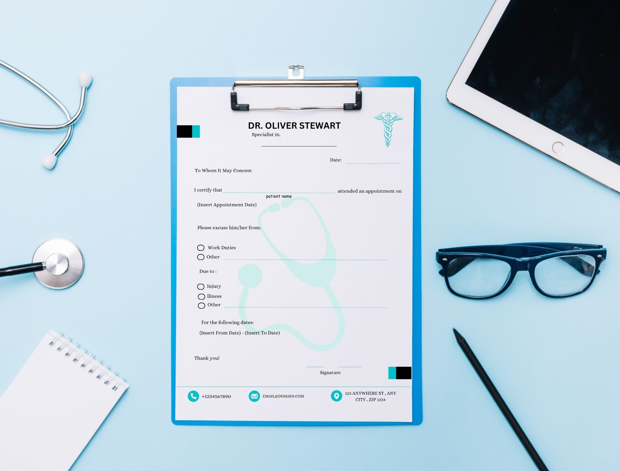 Fillable Doctor's Note Template for Work/school (PDF & Canva) - Etsy