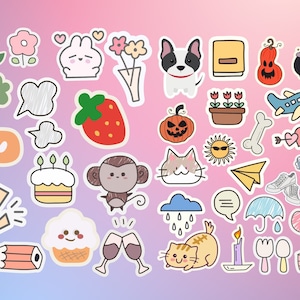 Cute Digital Sticker Pack , Cute Daily Icon , Kawaii Digital Stickers ...