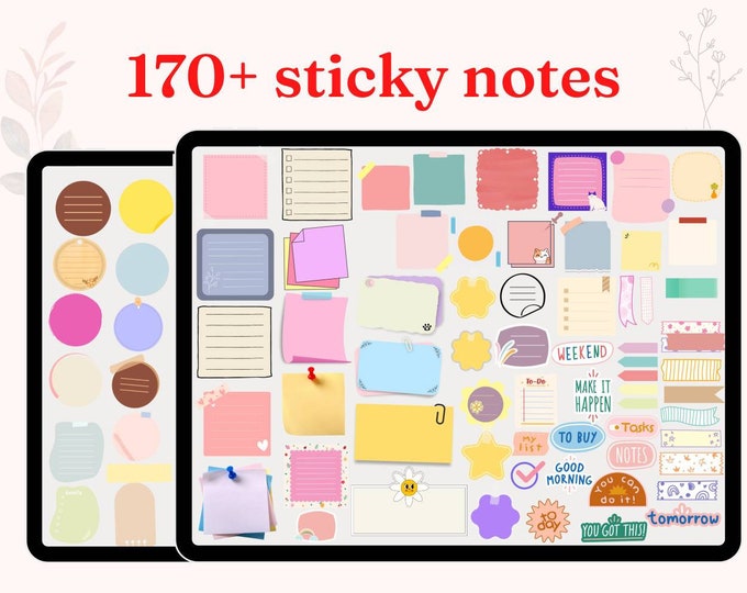 Digital Sticker Kit 161 PNG Stickers Sticky Notes Goodnotes Planner ...