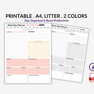 Work Day Planner: Printable Daily Productivity Organizer (PDF) - Etsy