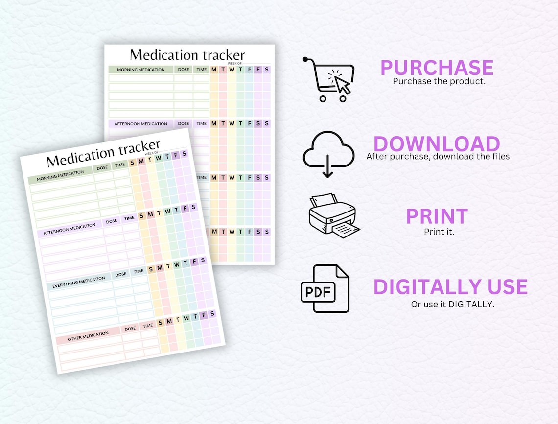 Printable Weekly Medication Tracker: Pill & Supplement Log (PDF) - Etsy