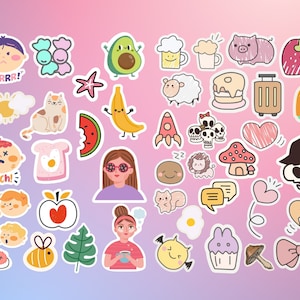Cute Digital Sticker Pack , Cute Daily Icon , Kawaii Digital Stickers ...