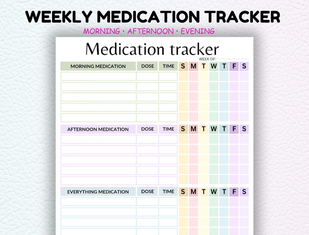 Printable Weekly Medication Tracker: Pill & Supplement Log (PDF) - Etsy