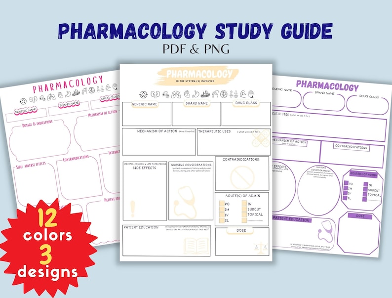 Fillable Nursing Pharmacology Template: Study Guide (PDF) - Etsy