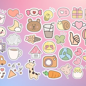 Cute Digital Sticker Pack , Cute Daily Icon , Kawaii Digital Stickers ...