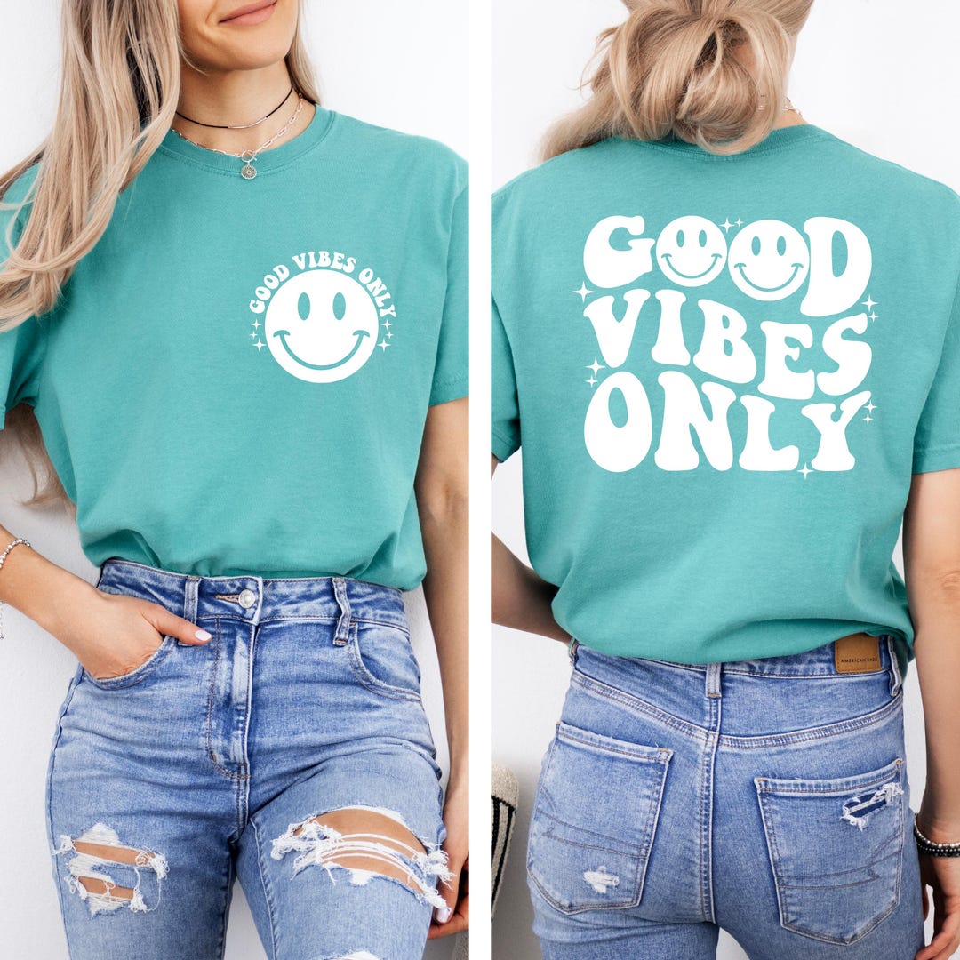 Good Vibes Only T-shirt, Retro Good Vibes Shirt, Smiley Face Shirt ...