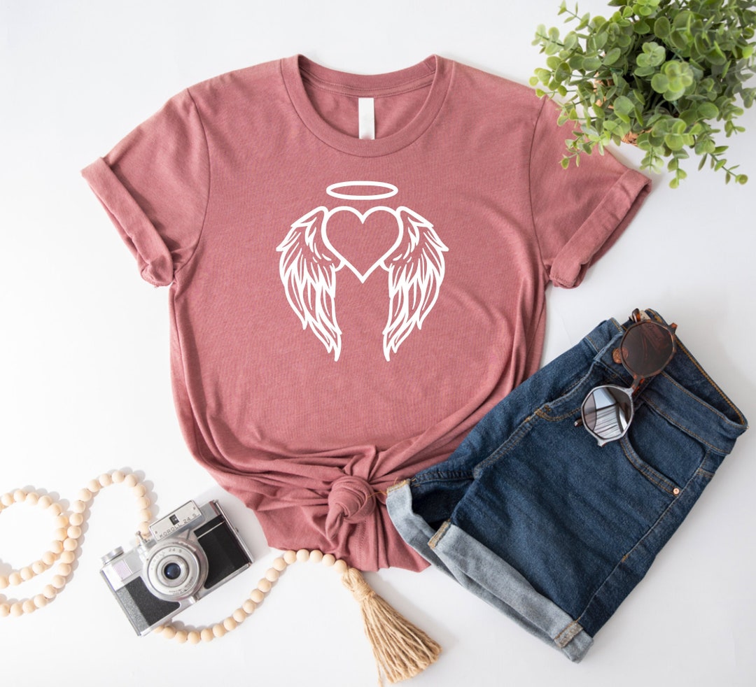 Angel Wings T-shirt, Angel Shirt, Angel Heart T-shirt, Angel Mama Shirt ...