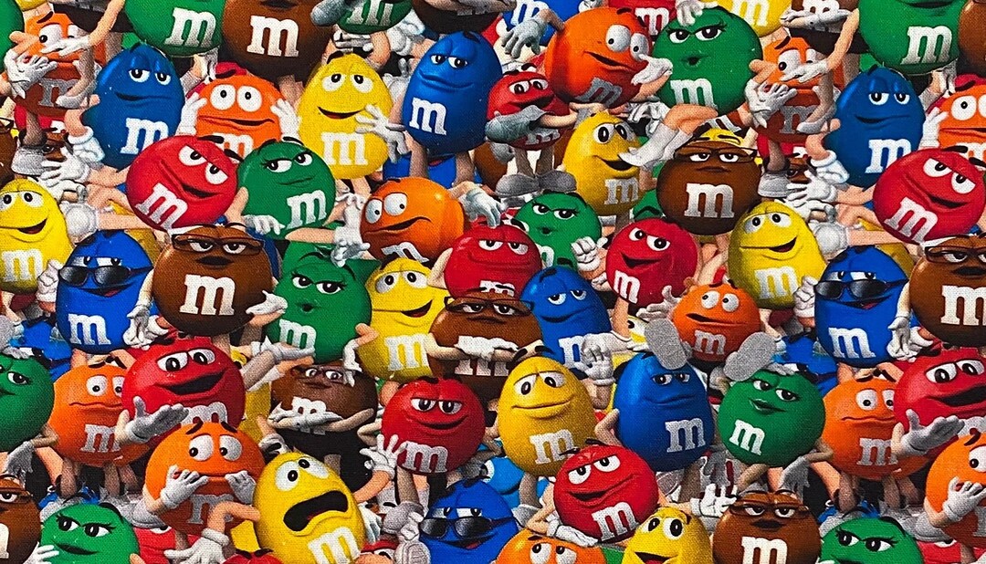 M&M Chocolate Candies Collage 100% Cotton Fabric Fabric by the Yard - Etsy