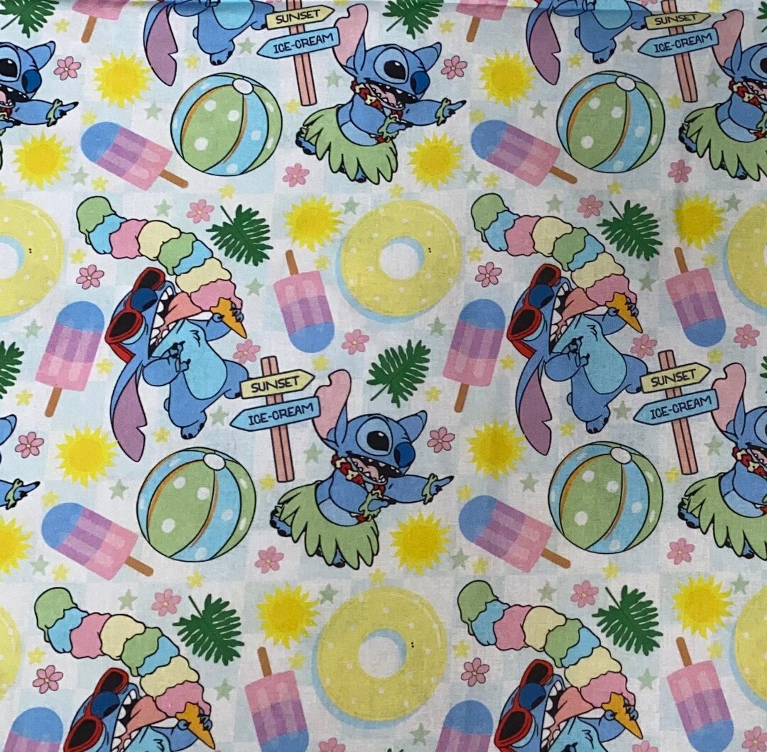 Disney Stitch Collage 100% Cotton Fabric Fat Quarters Tumbler Cuts ...