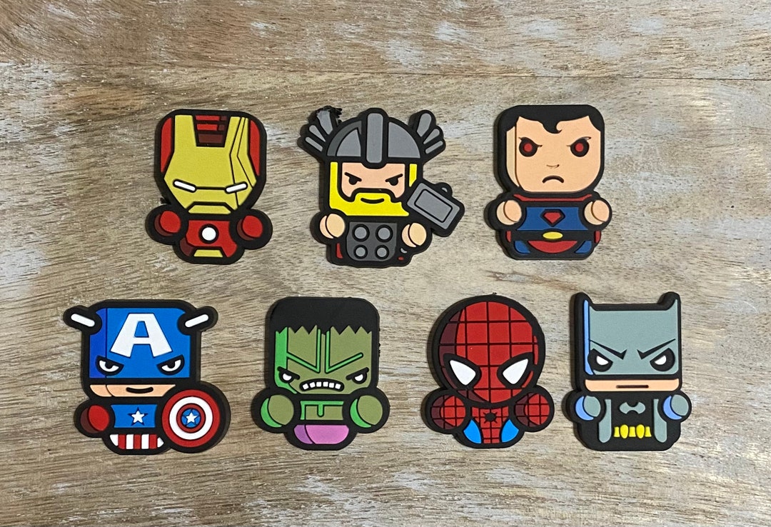 Superheroes Marvel DC Rubber Flat Back Rubber Accessories Inspired Iron ...
