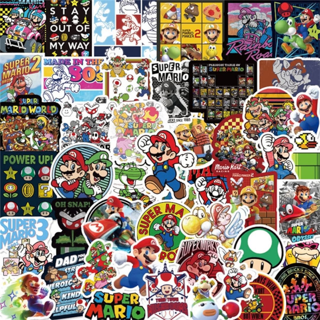 Super Mario Bros Sticker Packs Water Resistant Laptop Sticker Water ...