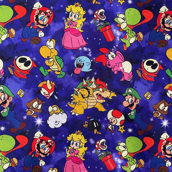 Super Mario Fabric by the Yard - Etsy