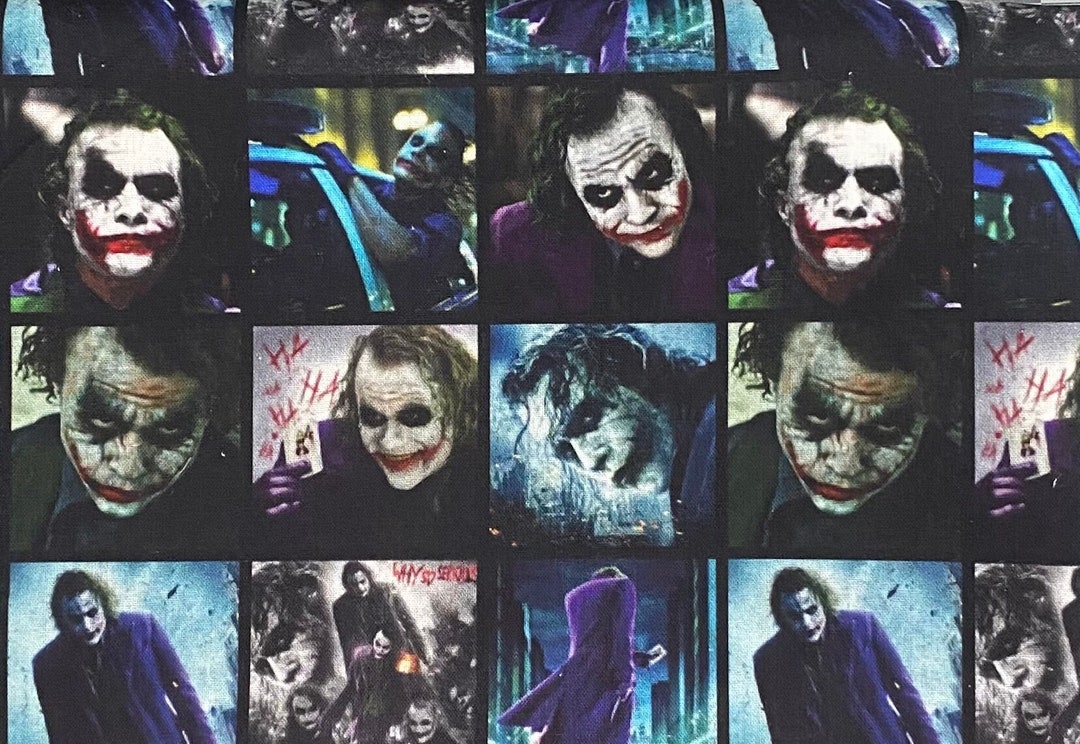 Joker Fabric 100% Cotton Fabric Fat Quarters Tumbler Cuts Batman DC ...