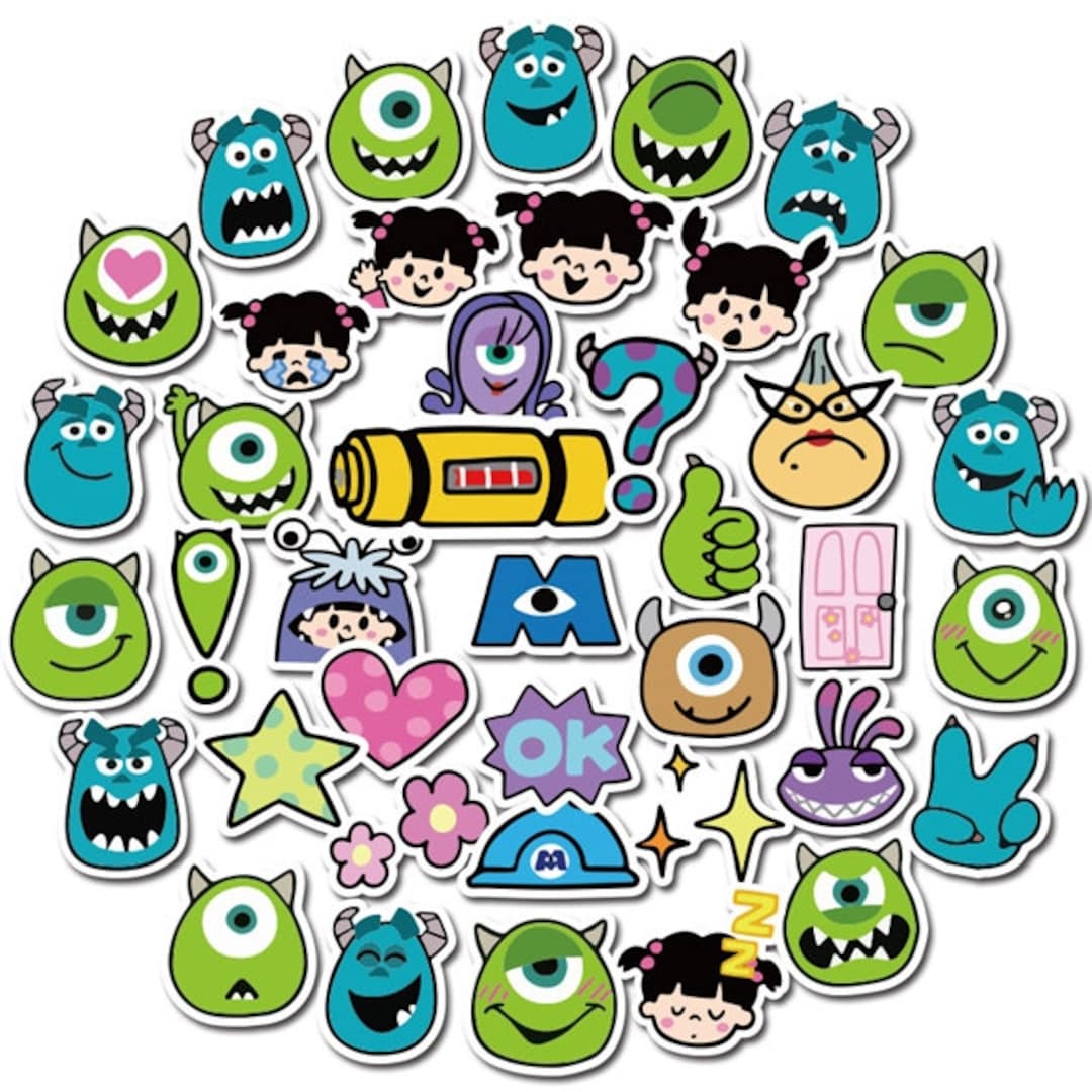 Monsters Inc Stickers Set Water Resistant Laptop Water Bottle ...